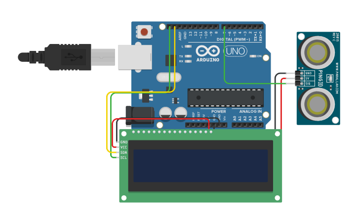 Circuit design Ultrasonic - Tinkercad