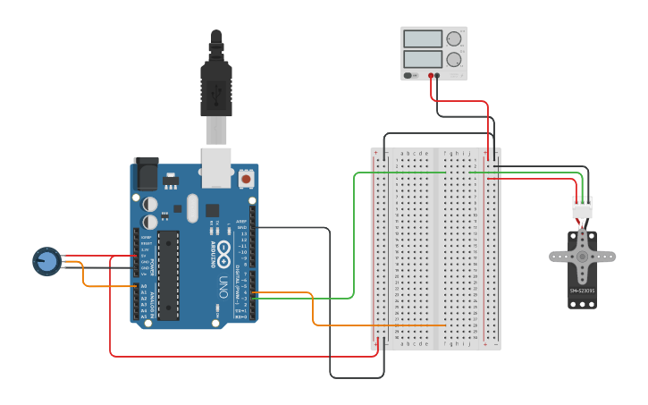 Circuit Design Servo Moter Sequnetional Control Tinkercad 