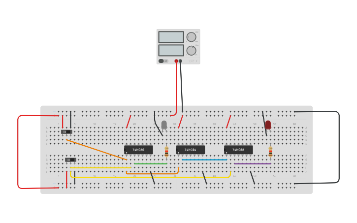 Circuit design Half Subtractor | Tinkercad