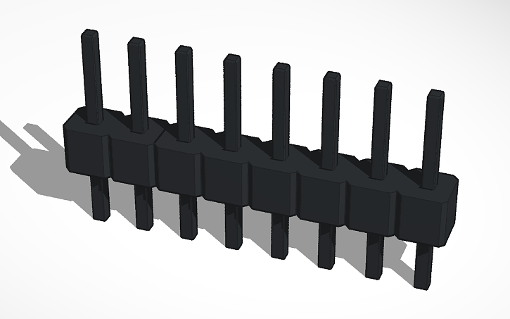 3D design 8x1 Pin Headers 0.1" (2.54mm) Male - Tinkercad