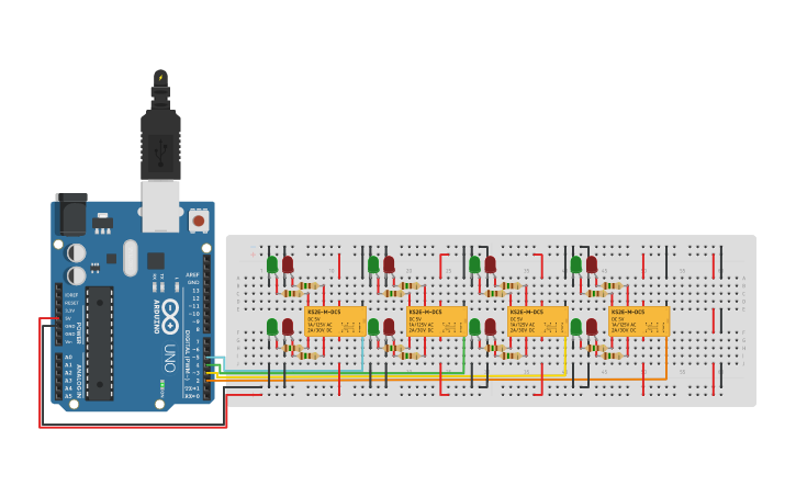 Circuit design I/O 04 RELAY's KS2E-M-DC5 (ALL GATES BY STRING) | Tinkercad
