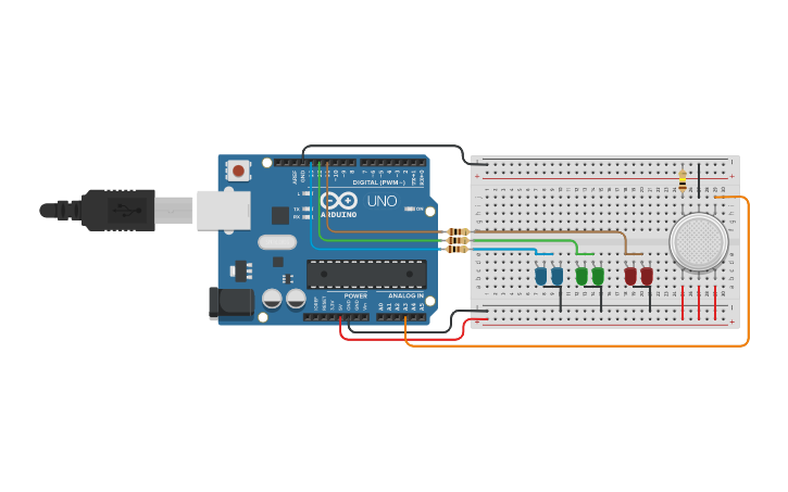 Circuit design Proyecto_Sensor de Humo con Arduino - Tinkercad