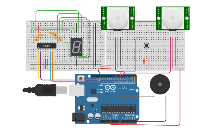 Circuit design Actividad 3 PIR | Tinkercad