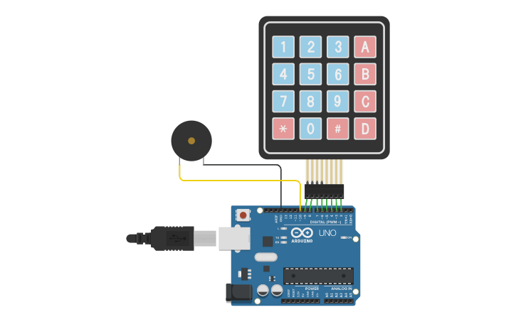 Circuit design Buzzer con teclado en Arduino - Tinkercad
