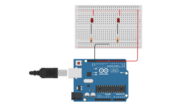 Circuit design 3.2Encendido de dos Leds con Arduino y utilización de ...