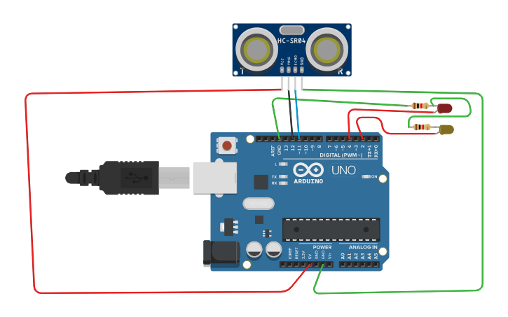 Circuit design Holly Project 2 ABS Social Distance Sensor | Tinkercad