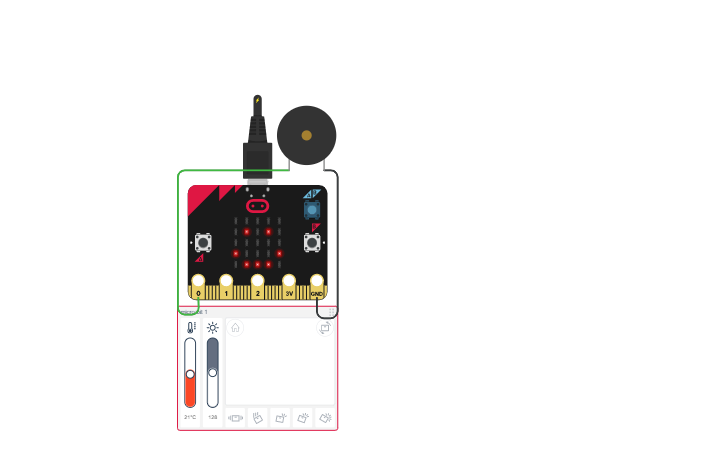 Circuit design _U24 Dance Mat - Basic using buttons, roll and tones (microbit) | Tinkercad