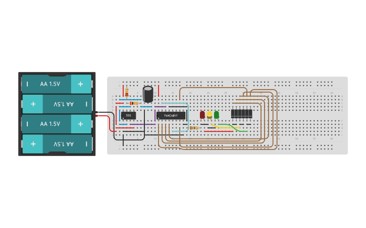 Circuit design semaforo sin arduino - Tinkercad
