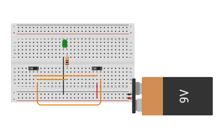 Circuit Design 1 2 ต่อใช้งาน Slide Switch 2 ตัว ให้ไฟ Led ทำงานตามเงื่อนไข Tinkercad