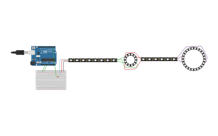 Circuit design Neopixel LED RGB inteligente | Tinkercad