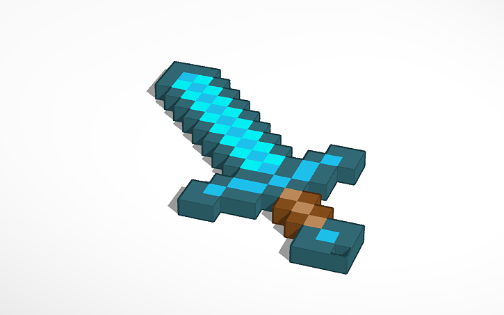 3D design Minecraft Diamond sword keychain | Tinkercad