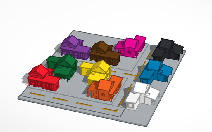 3D design Japanese 3D neighborhood design - Tinkercad