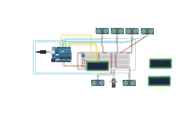 Circuit Design Modern Car Parking System Using Arduino Tinkercad