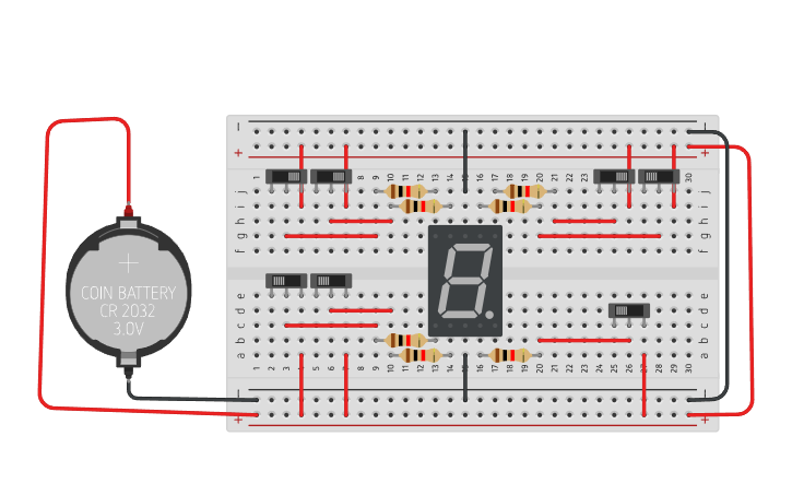 Circuit design display 7 segmentos - Tinkercad