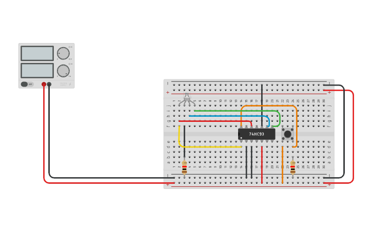 Circuit design 74HC93 - Tinkercad