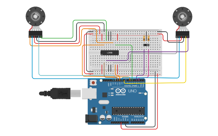Circuit design Copy of Controlling Motors - Tinkercad