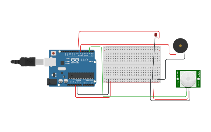 Circuit design Animal intrusion detection and repellent system - Tinkercad