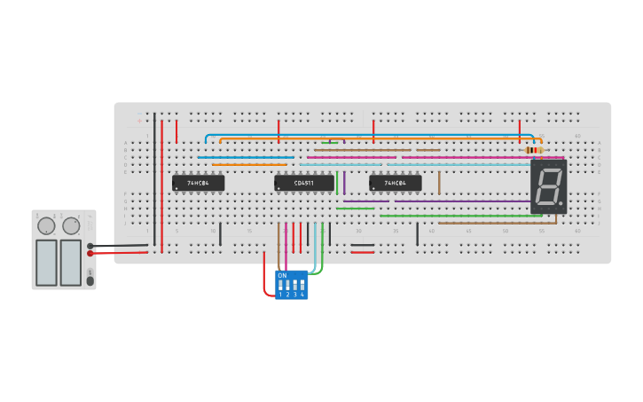 Circuit design BCD to 7-Segment Display - Tinkercad