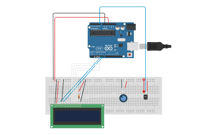 Circuit design Capteur température LCD - Tinkercad