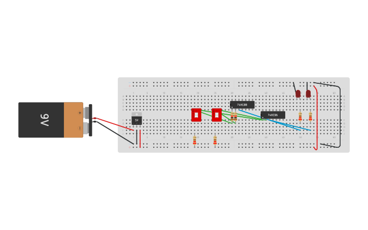 Circuit design Circuito para sumar números binarios - Tinkercad