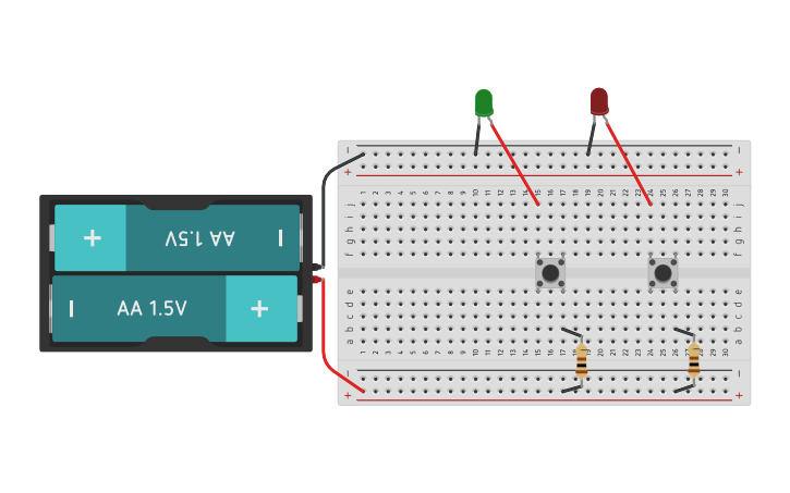 Circuit design Semáforo manual pedestre | Tinkercad