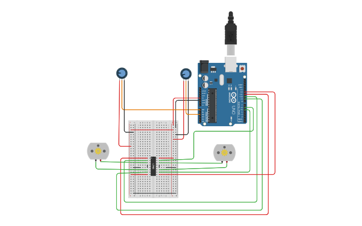 Circuit design 2 DC motor control - Tinkercad
