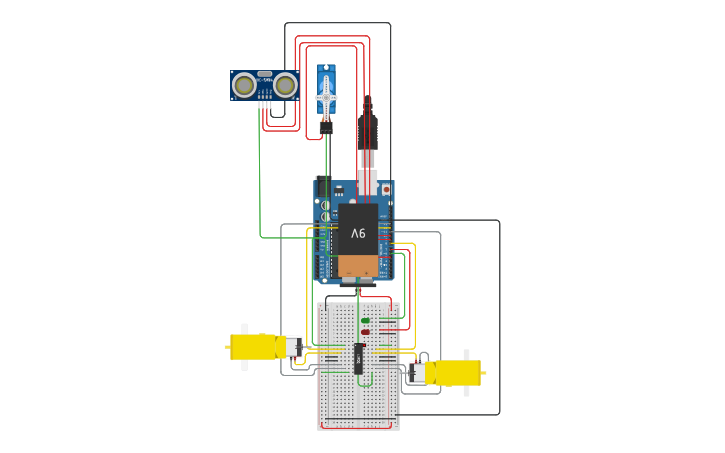 Circuit Design Obstacle Avoiding Robot Tinkercad