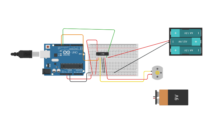 Circuit design MOTOR DC - Tinkercad