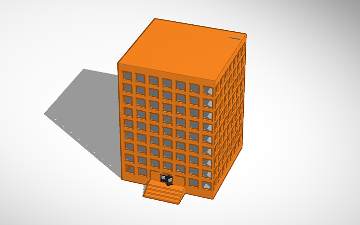 3D design Building with elevator and buttons - Tinkercad