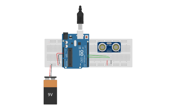 Circuit design CIRCUITO CON ARDUINO (ROBOT DETECTOR DE OBSTÁCULOS) - Tinkercad