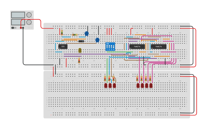 Circuit design SIPO Shift Register | Tinkercad