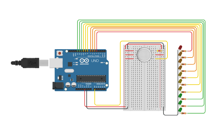 Circuit design gas sensor - Tinkercad