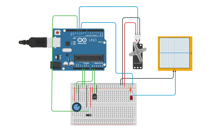 Circuit design servo motor - Tinkercad