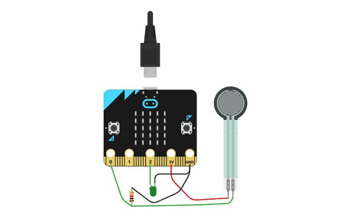 Circuit design micro:bit Force Sensor Demo - Tinkercad