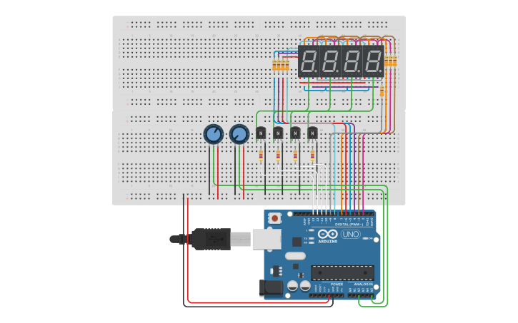 Circuit design 4x7 Segment Display Multiplexing Counter | Tinkercad