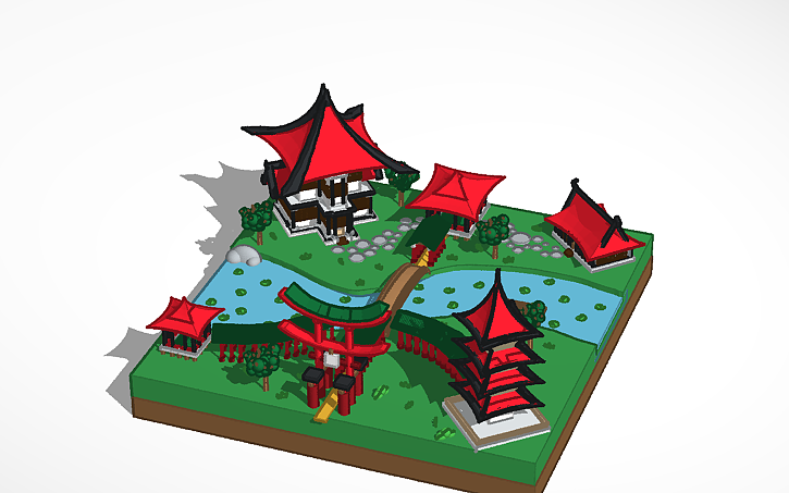 3D design Japanese Landscape - Tinkercad