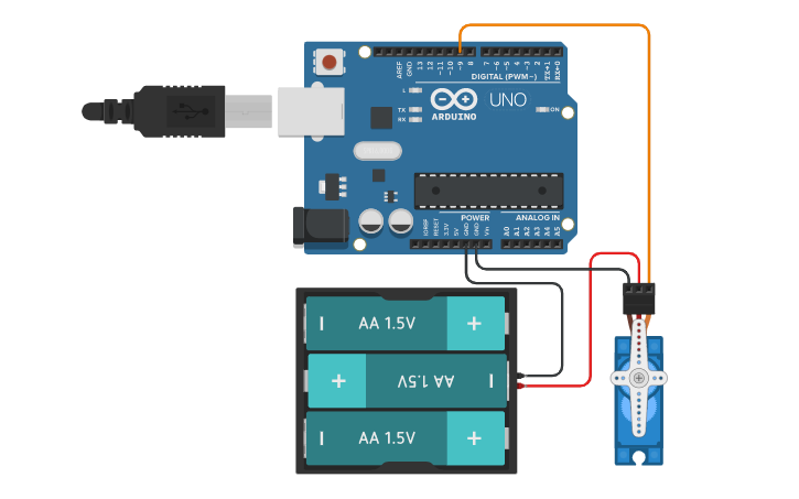 Circuit design Servo Motor - Tinkercad