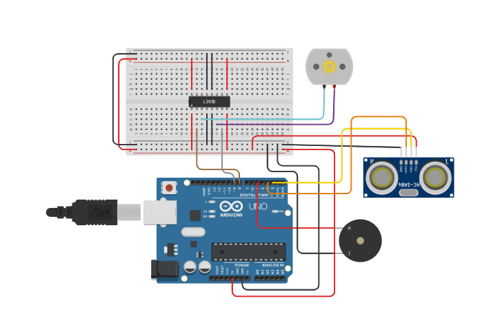 Circuit design Water Level Controling System - Tinkercad