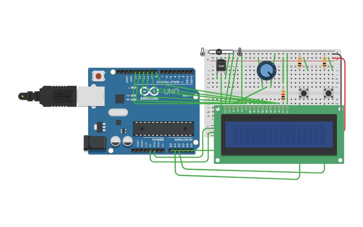 Circuit design sensores y temperatura | Tinkercad