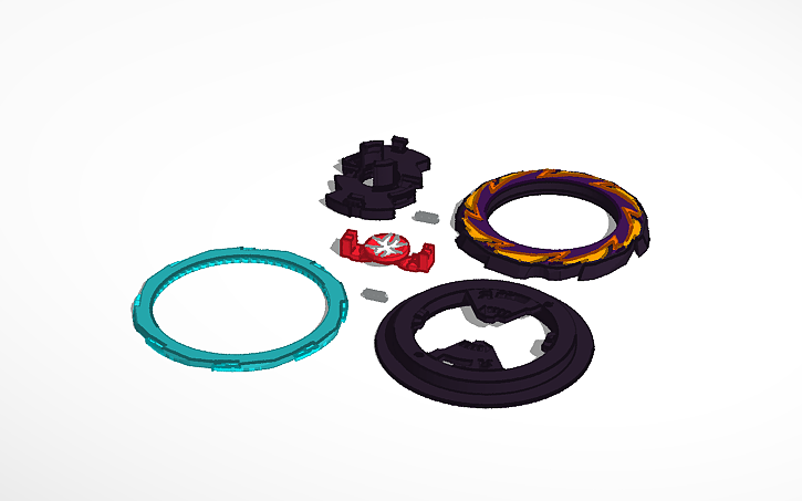 3D design Sparking Beyblade: Bizarre Bahamut (parts) - Tinkercad
