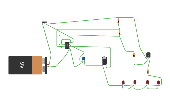 Circuit design Heart lighting - Tinkercad