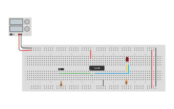 Circuit design NOT gate - Tinkercad