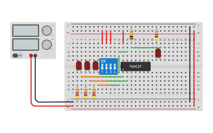 Circuit design 74HC27 | Tinkercad