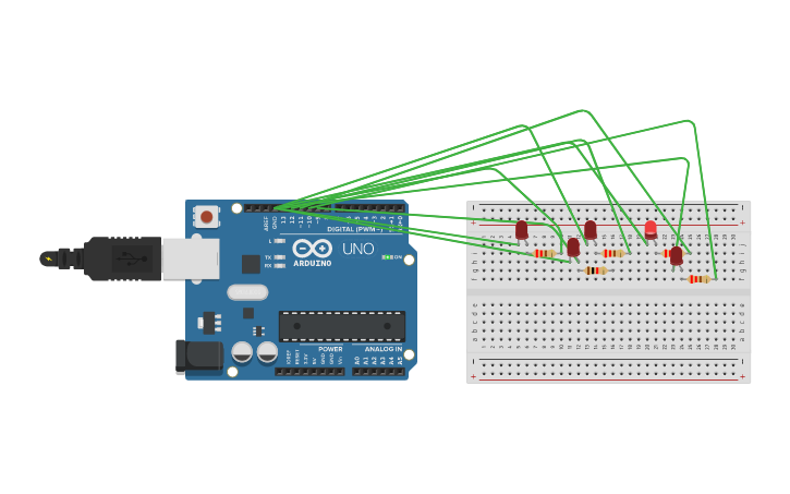 Circuit design Lauflicht - Tinkercad