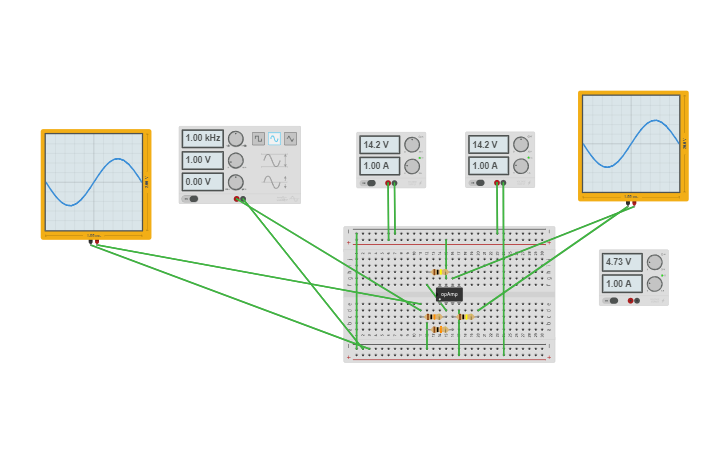 Circuit design Differential Amplifier - Tinkercad