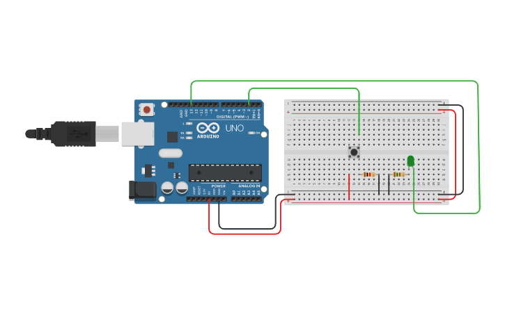 Circuit design Pull Up/Pull Down - Exercício 3 - Tinkercad