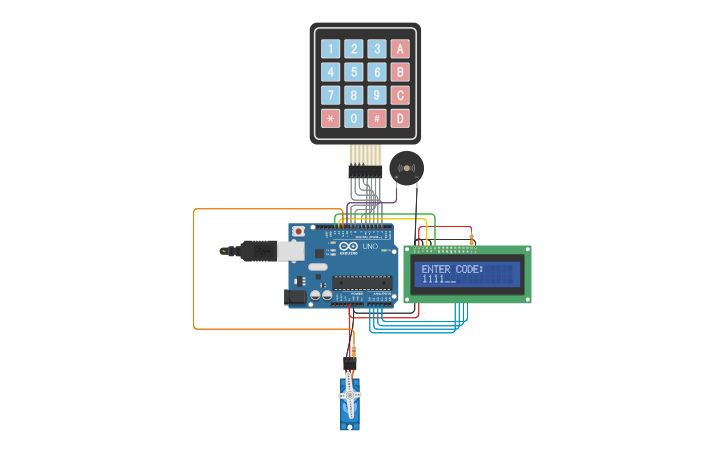 Circuit Design Arduino Keypad Lcd Servo Tinkercad 2381
