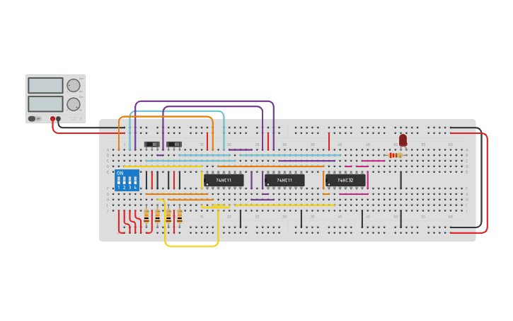 Circuit design 4-to-1 Multiplexer (single output) - Tinkercad