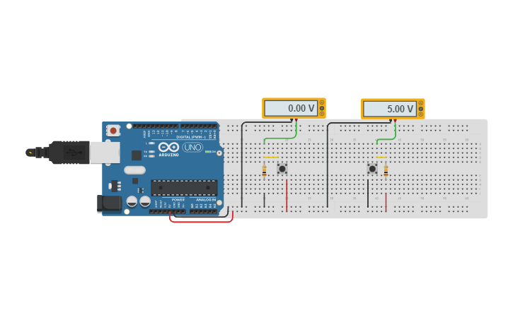 Circuit design Pulsadores Pull-Up Y Pull-Down | Tinkercad
