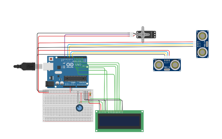 Circuit design SMART DUSTBIN | Tinkercad